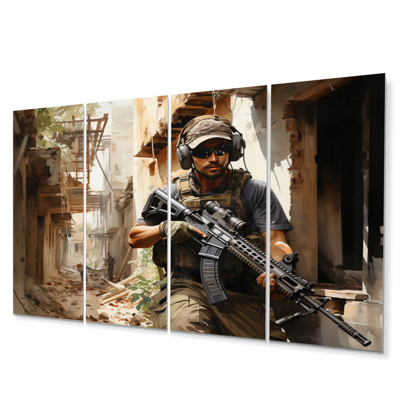 Design Art Us Military in Mission III - Army Metal Wall Art Prints Set ...