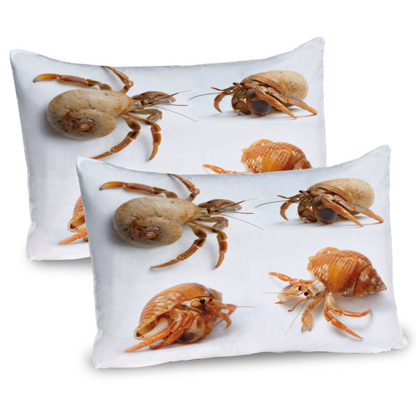 Ambesonne Sea Animals Pillow Sham 2 Pack Hermit Crabs Pattern Marigold ...