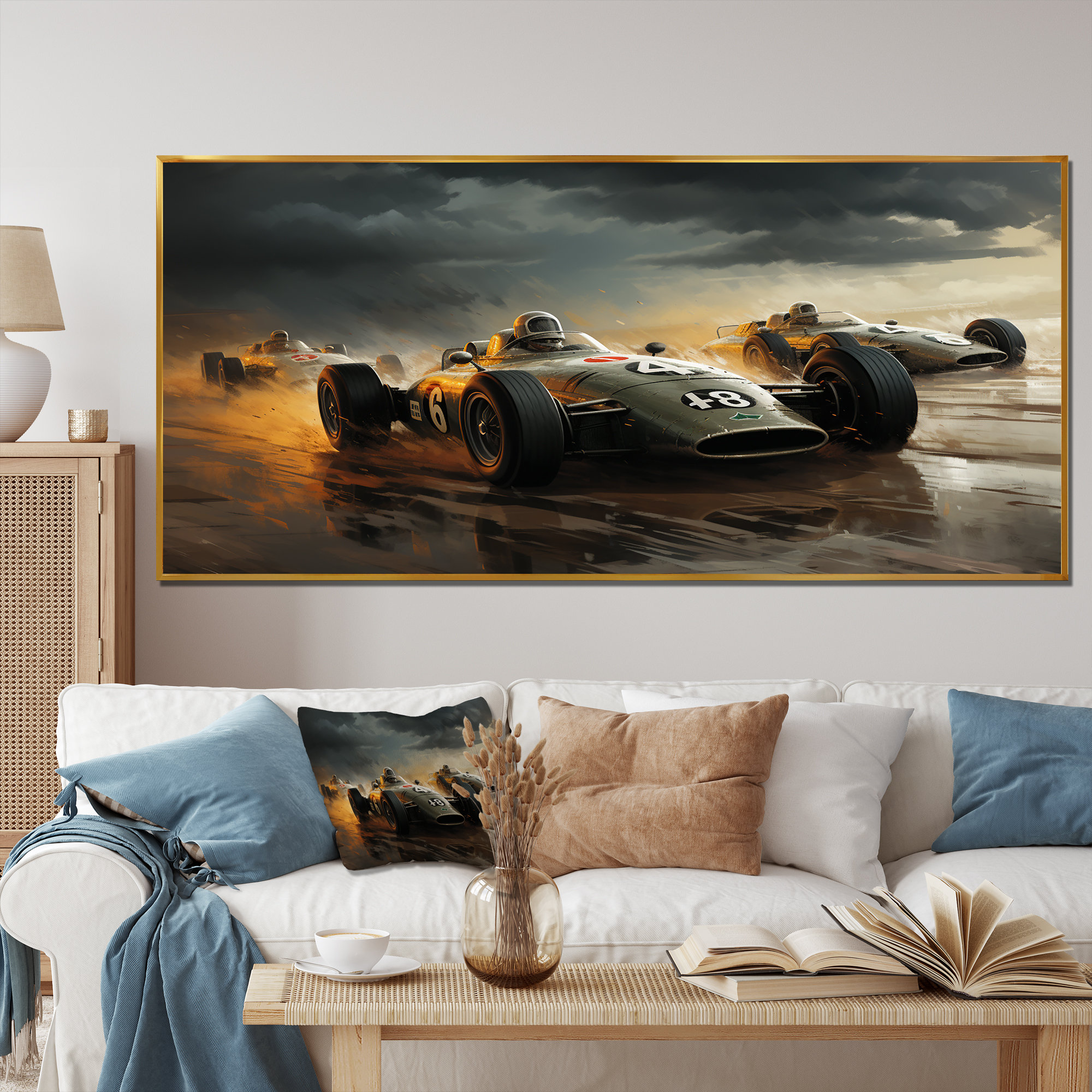 Ebern Designs Yellow & Black Vintage Grand Prix Racing Car III - Race ...