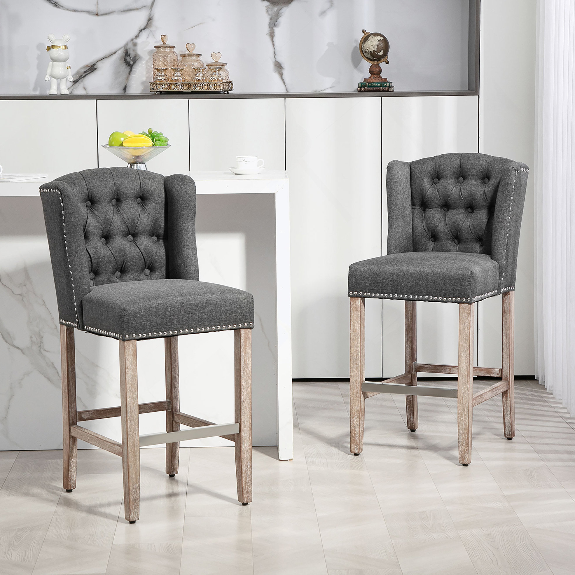 Red Barrel Studio® Counter Height Bar Stools Set of 2, 27" Seat Height ...