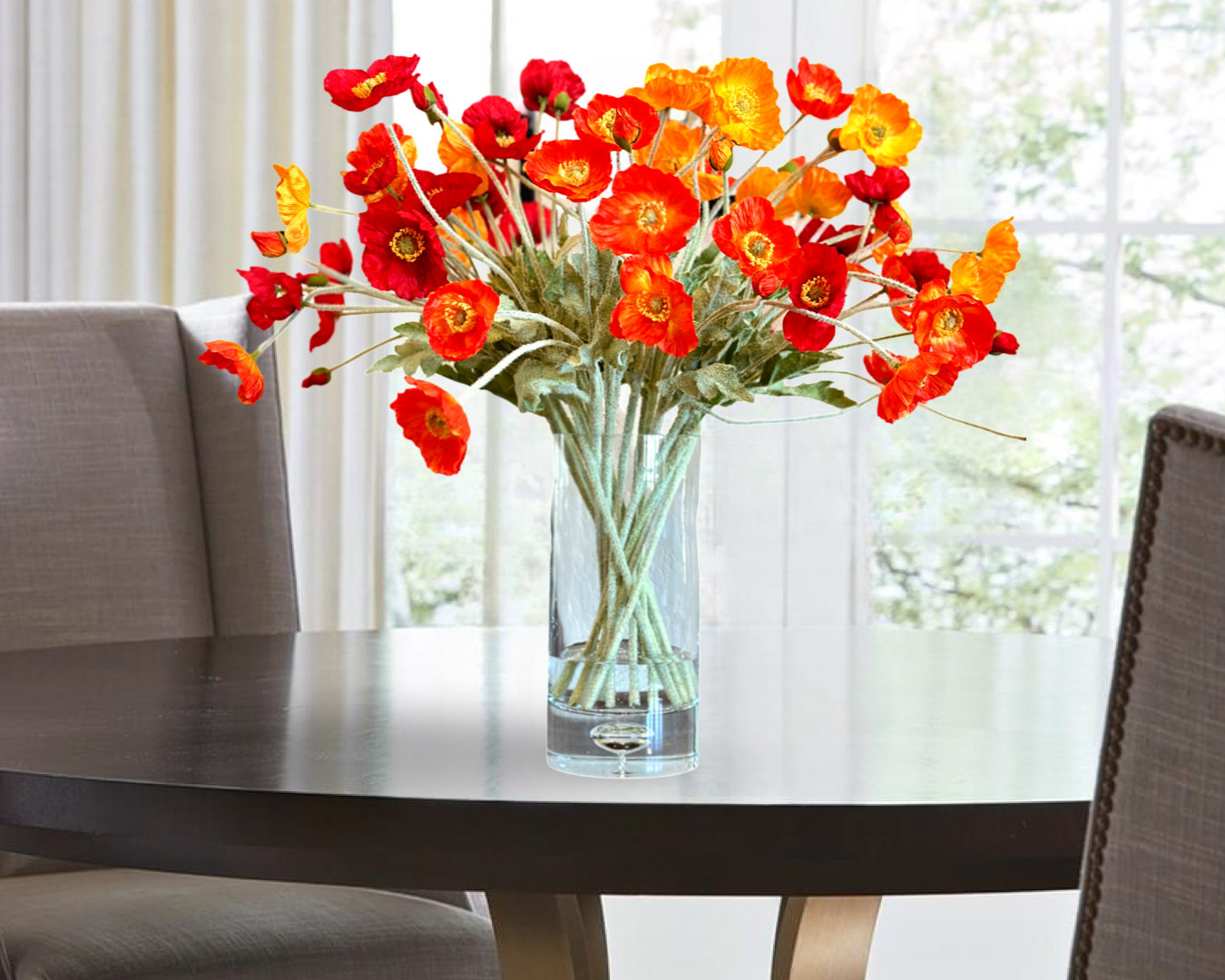 Blue Paris Flowers Hot Poppies Floral Arrangement, Artificial Flower ...