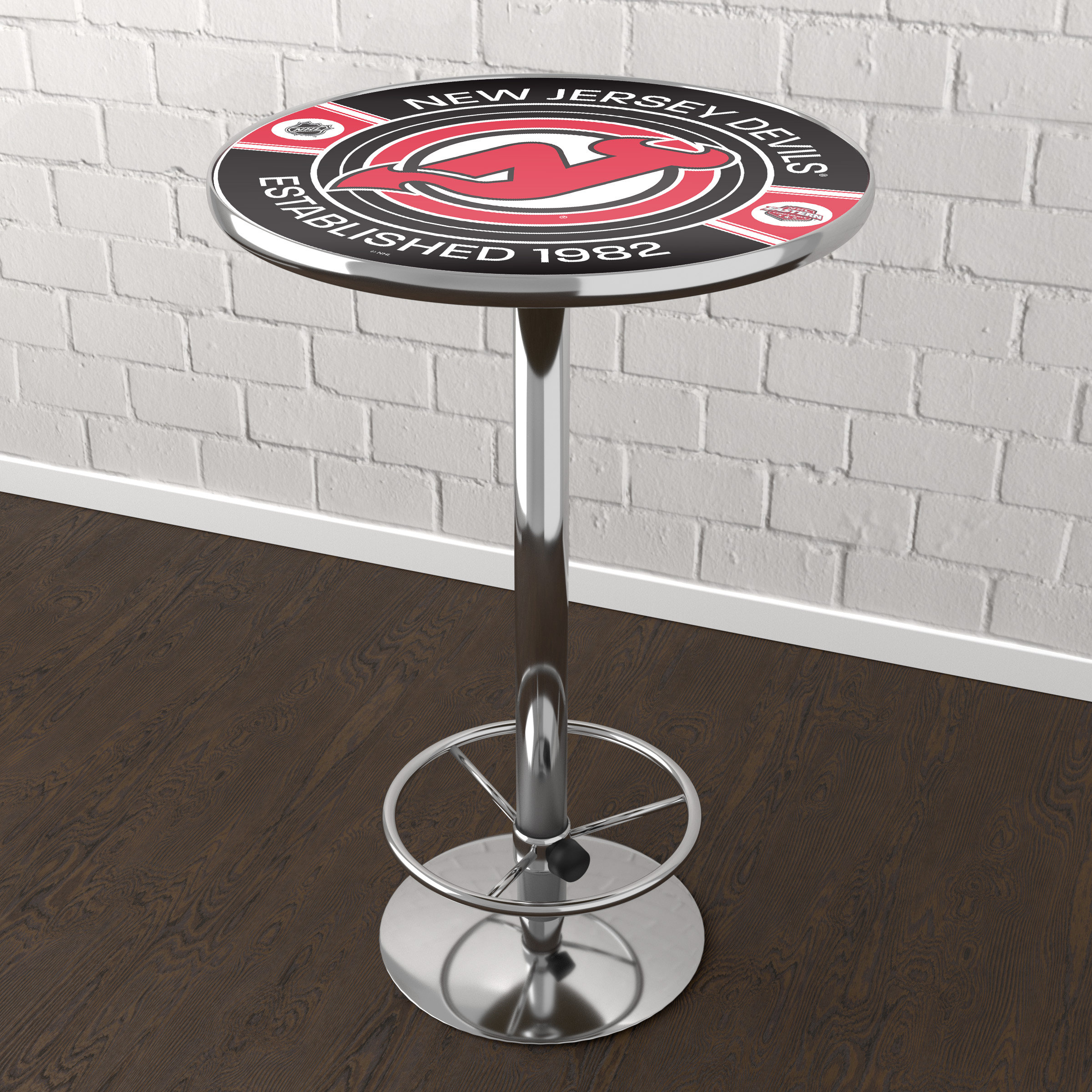 Ivy Bronx New Jersey Devils Patch Bar Table With Footrest | Wayfair