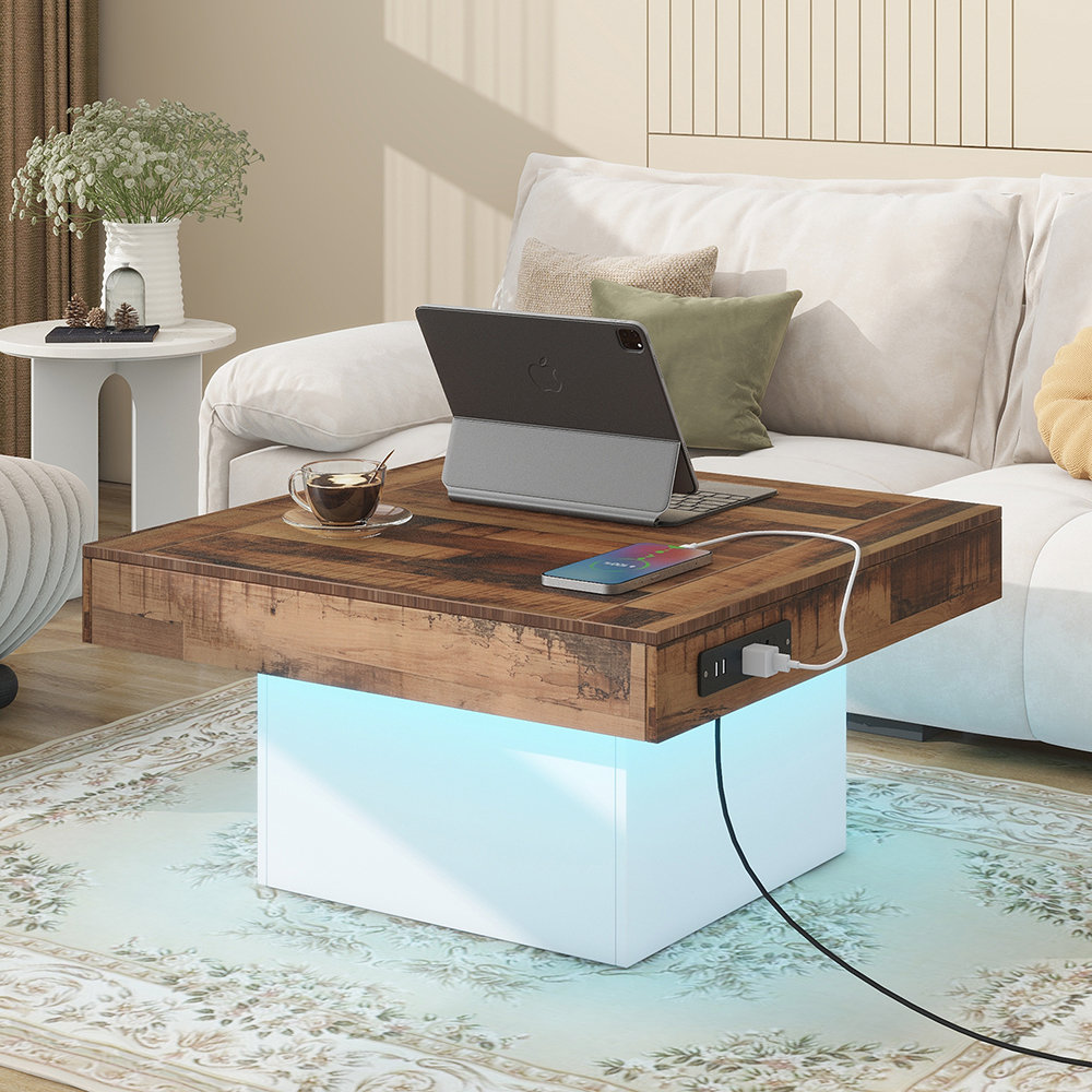 Ivy Bronx Coffee Table with 2 USB Ports and Outlets for Living Room ...