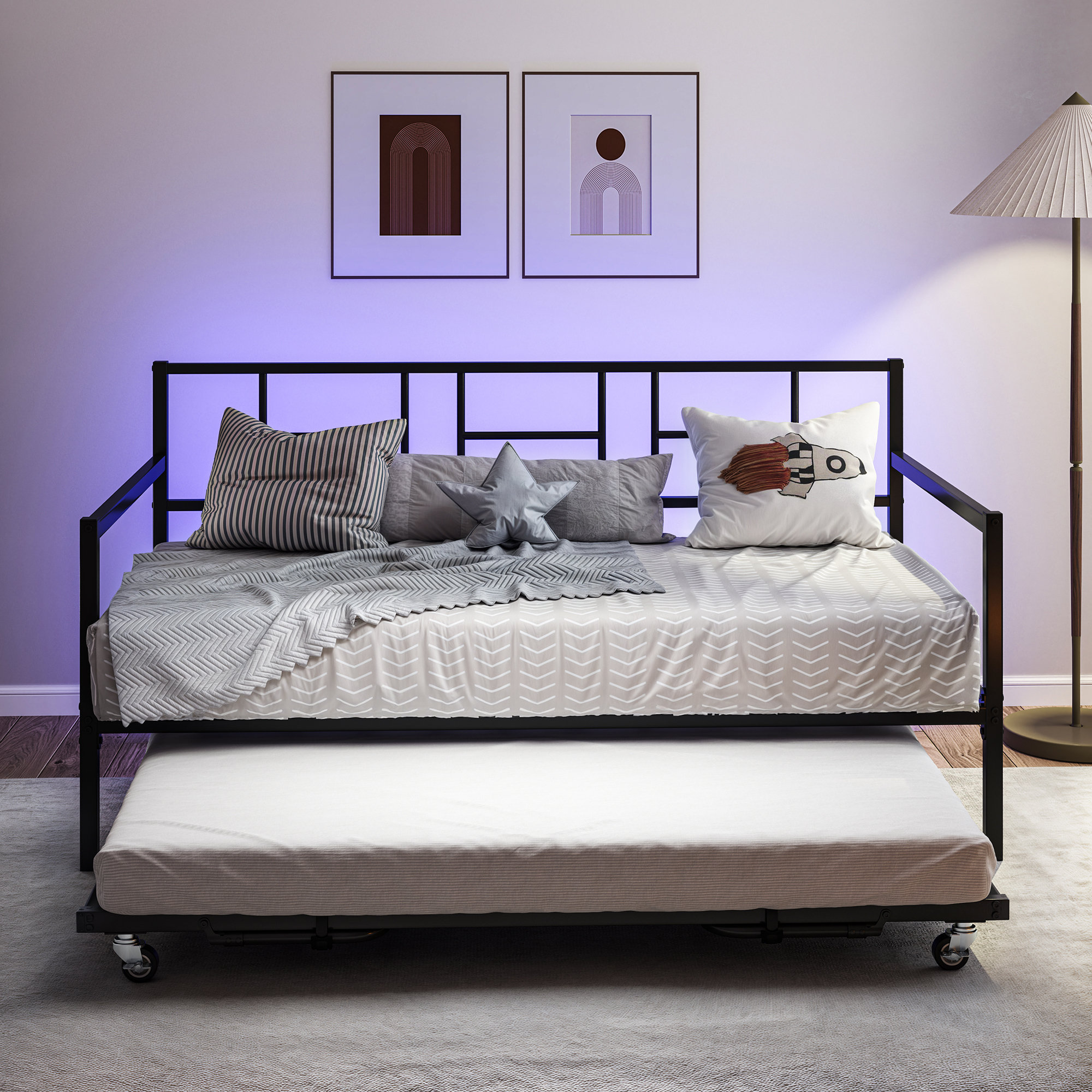 17 Stories Daybed with Trundle and RGB LED Lights & Reviews | Wayfair