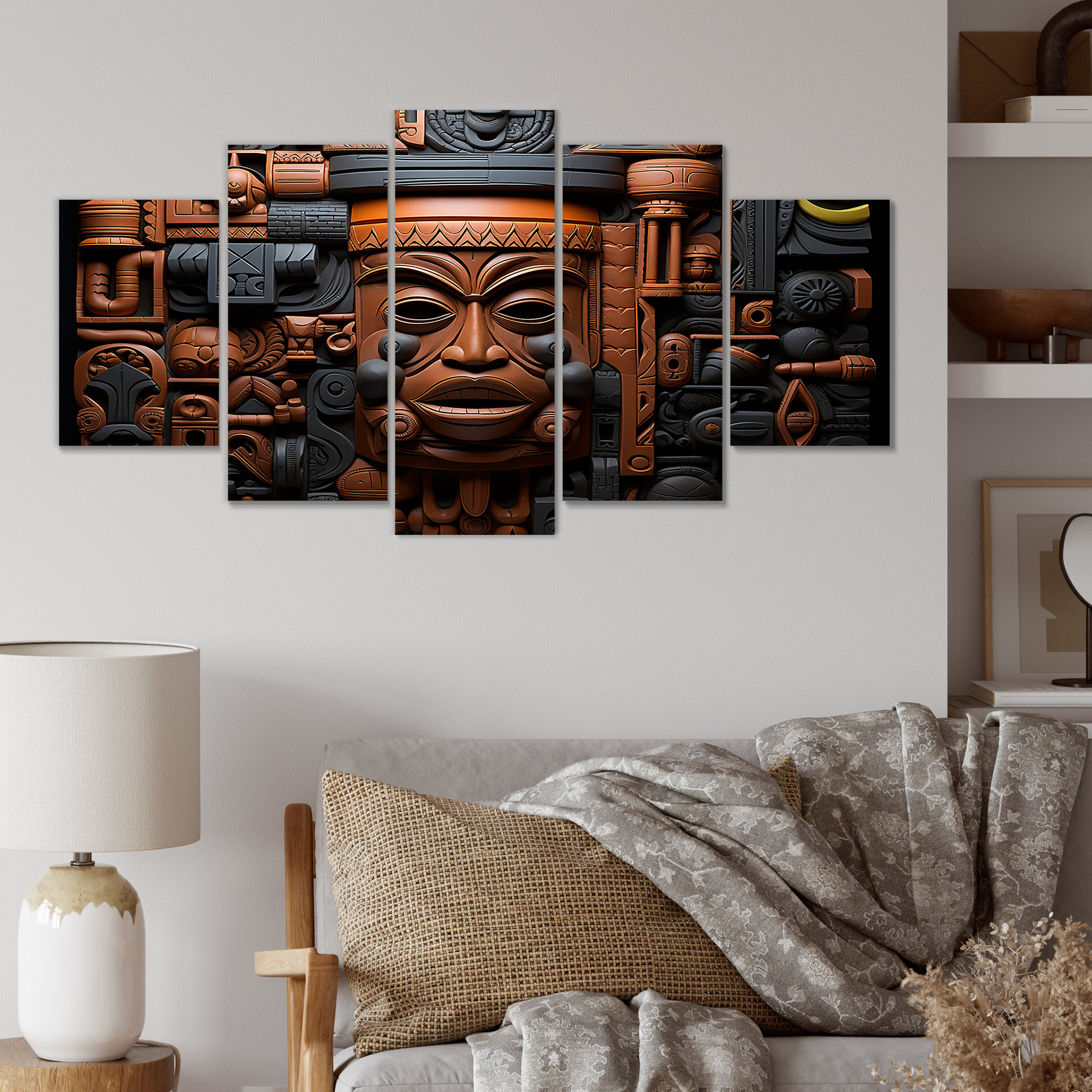 Bungalow Rose Brown And Black African Kuba Patterns Mask - African Mask ...