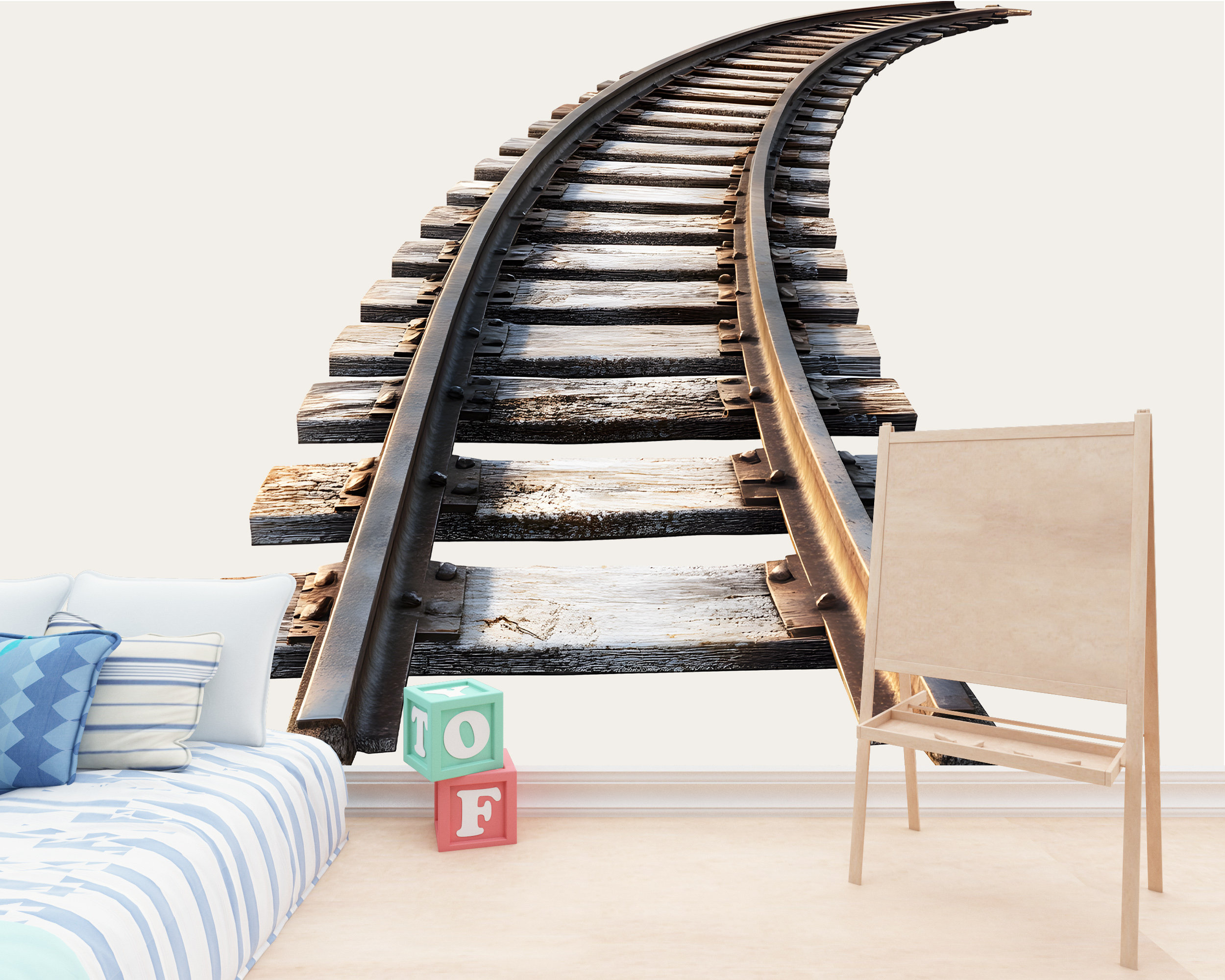 Williston Forge Train Track Wall Decal – Vinyl Railway Wall Stickers ...