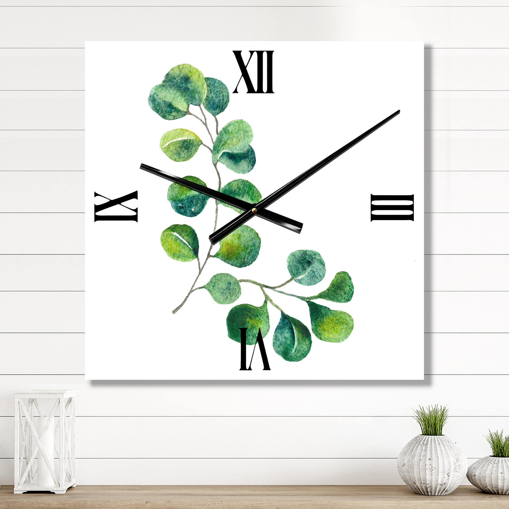 East Urban Home Eucalyptus Branches II Wall Clock | Wayfair