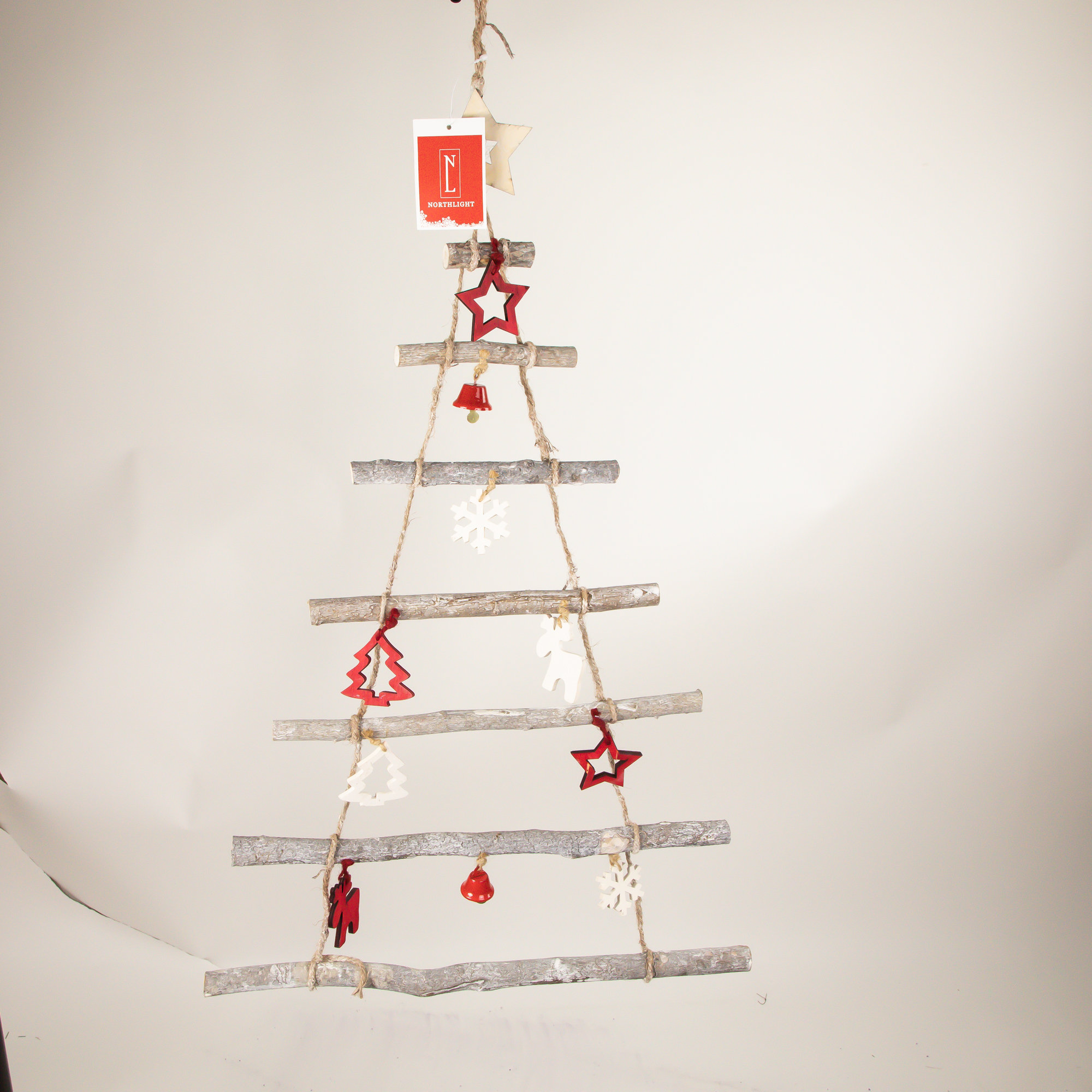 Northlight Seasonal 27" Wood Twig Tree Wall Hanging with Ornaments ...