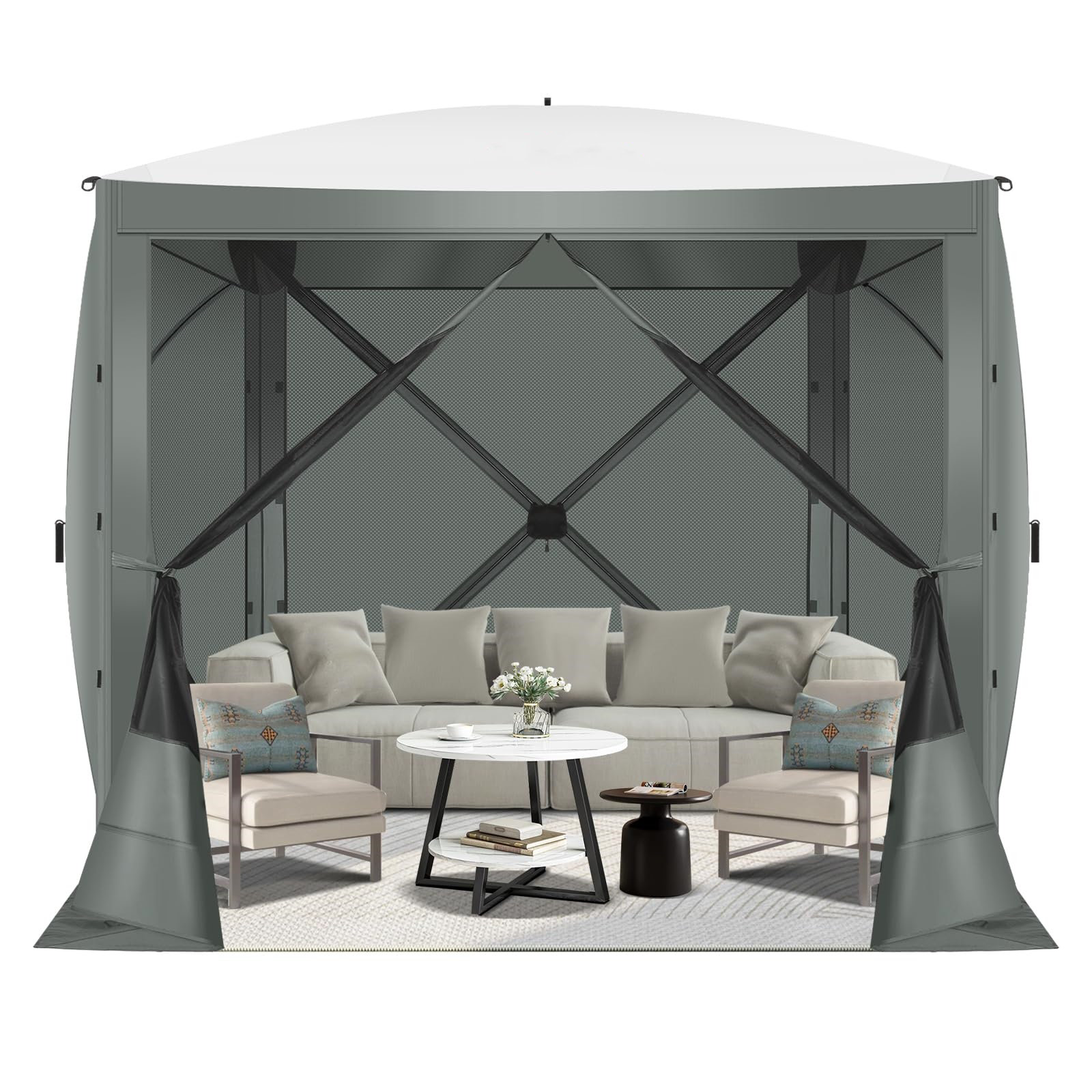 TOOLUCK 6x6FT Camping Gazebo Screen Tent, Sided Pop-up Canopy Shelter ...