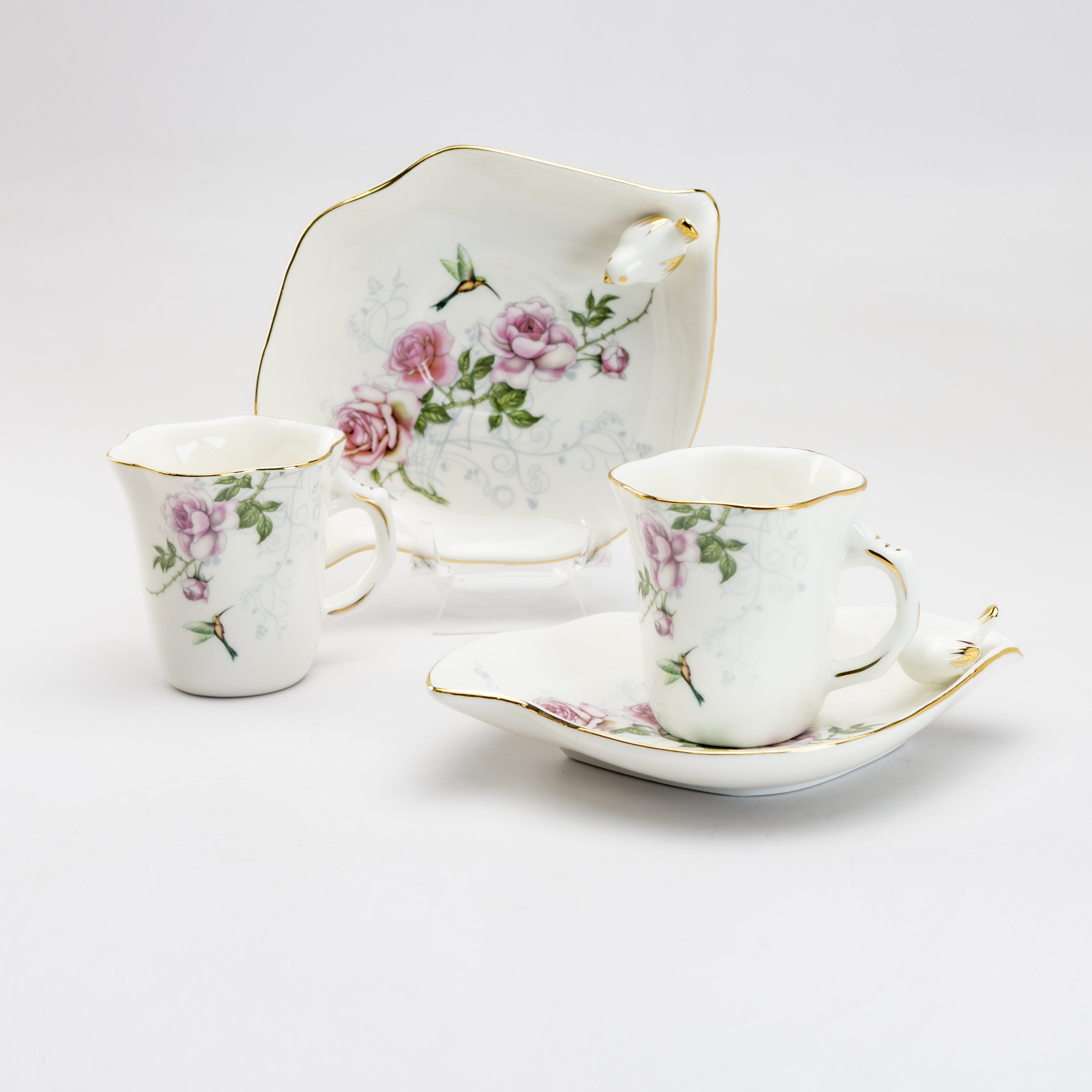 Grace's Tea Ware Gold Songbird Songbird Rose 2 Piece Espresso & Tea Cup ...
