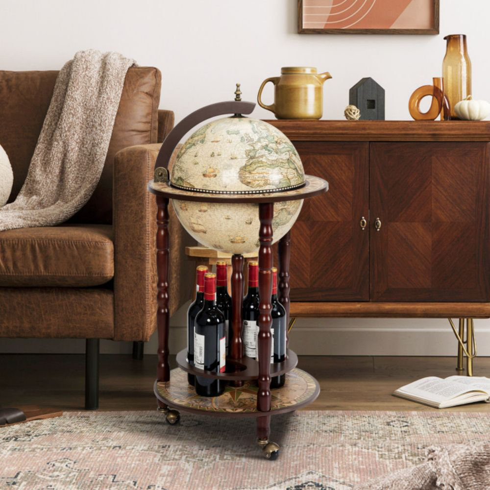 Fleur De Lis Living 17 Inch Italian Style Design Wooden Globe Liquor ...