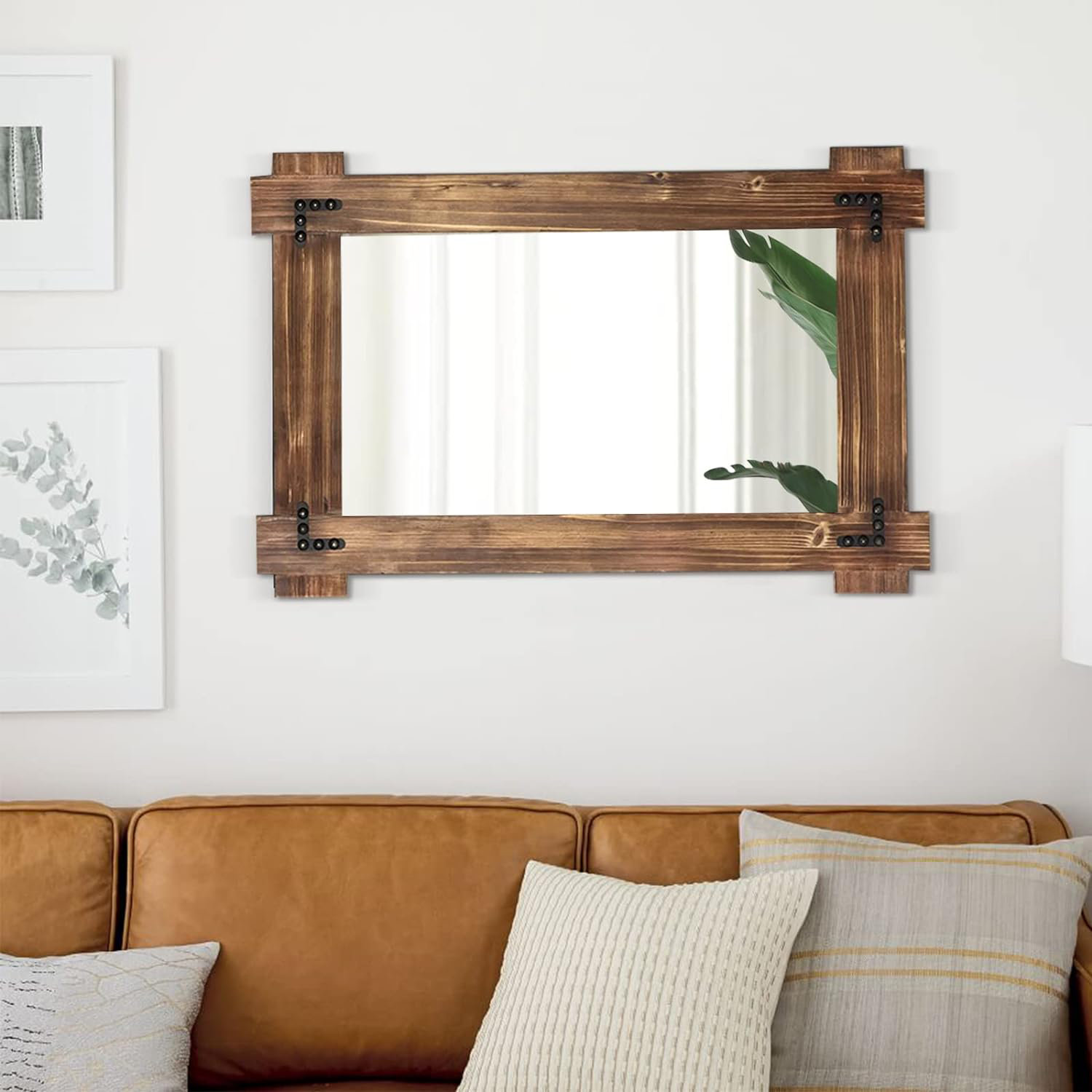 Millwood Pines Rustic Wood Mirror For Bathroom, Decorative Framed ...