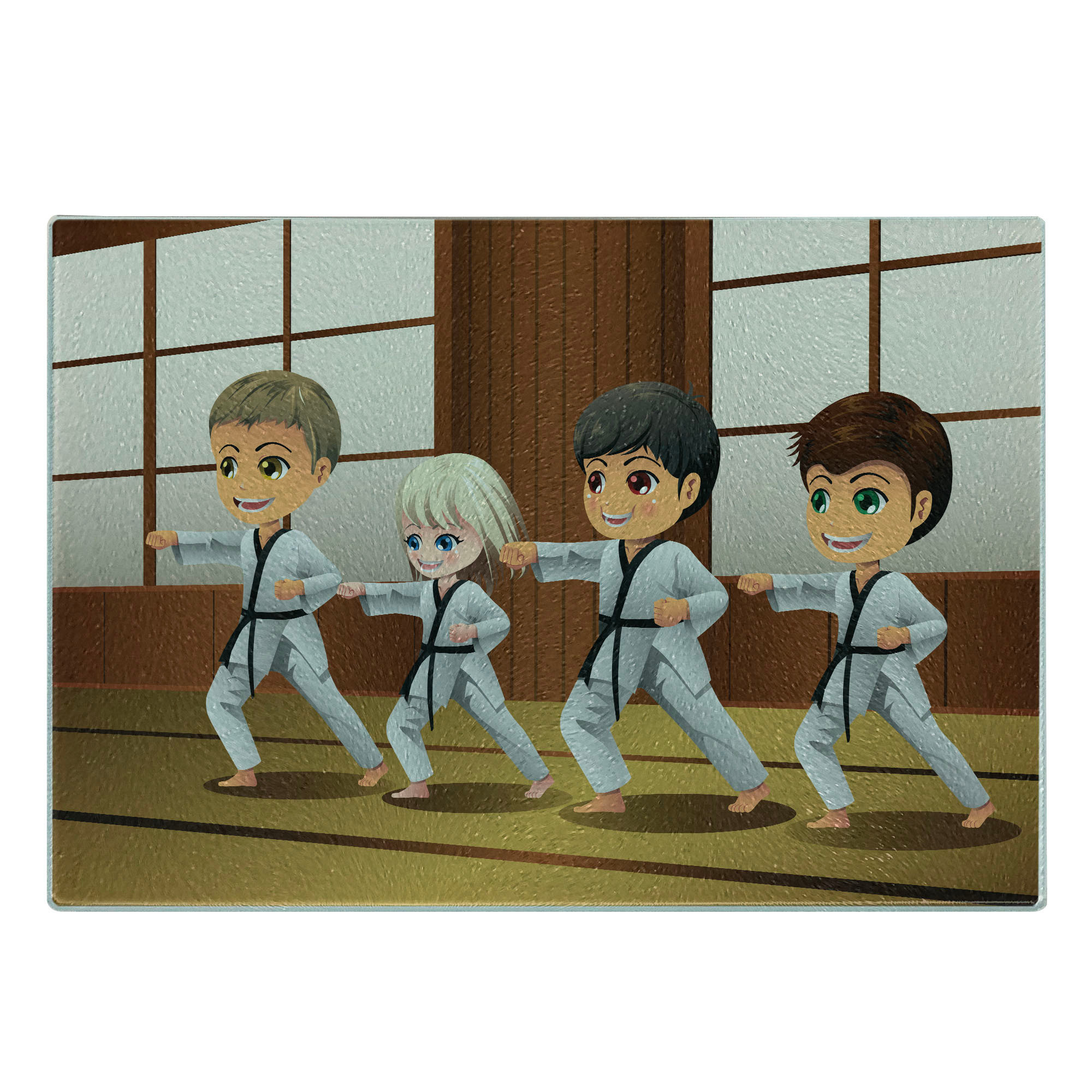 Ambesonne Karate Tempered Glass Cutting Board Dojo Practice Art Redwood ...