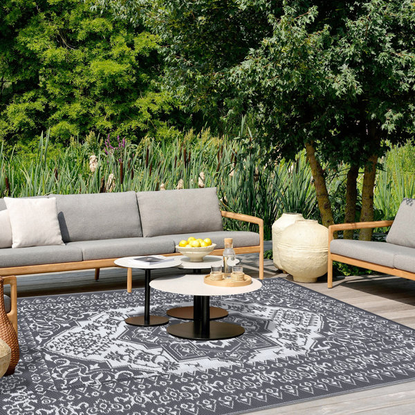 Bungalow Rose Oriental Outdoor Mats Plastic Straw Rug Waterproof ...