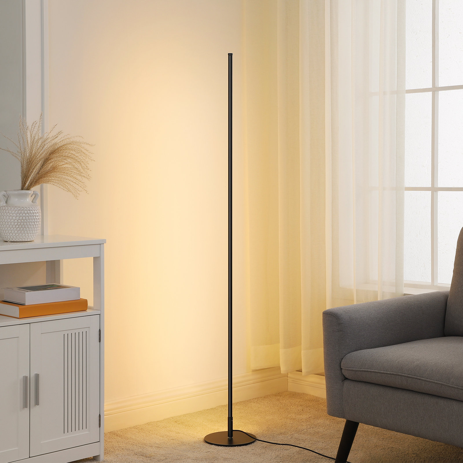 Wade Logan® Dimmable LED Corner Floor Lamp with Remote Control ...