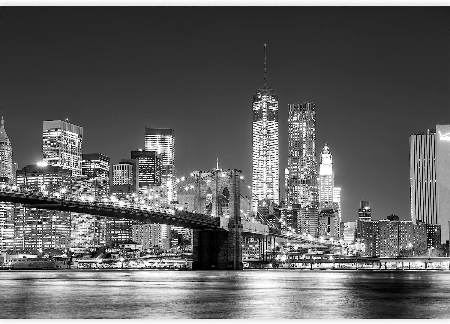 IDEA4WALL Black and White Manhattan Skyline and Brooklyn Bridge ...