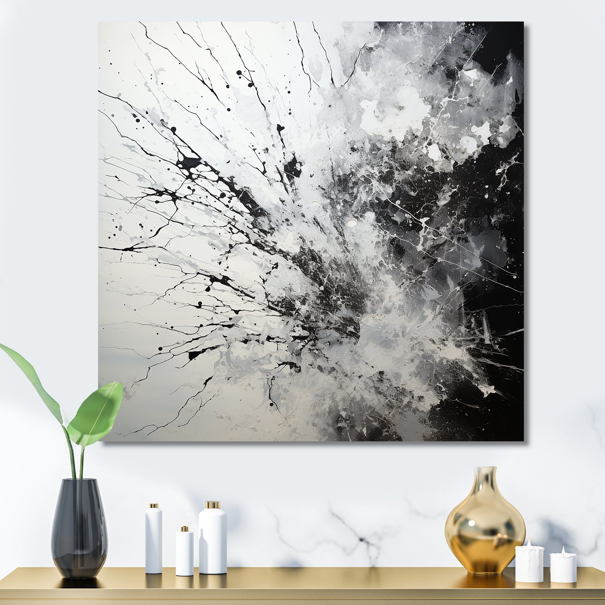 Wrought Studio " Minimalism Black And White Ink Tornado " | Wayfair