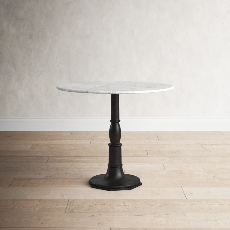 Birch Lane™ Mickley Round Marble Top Metal Base Dining Table & Reviews ...