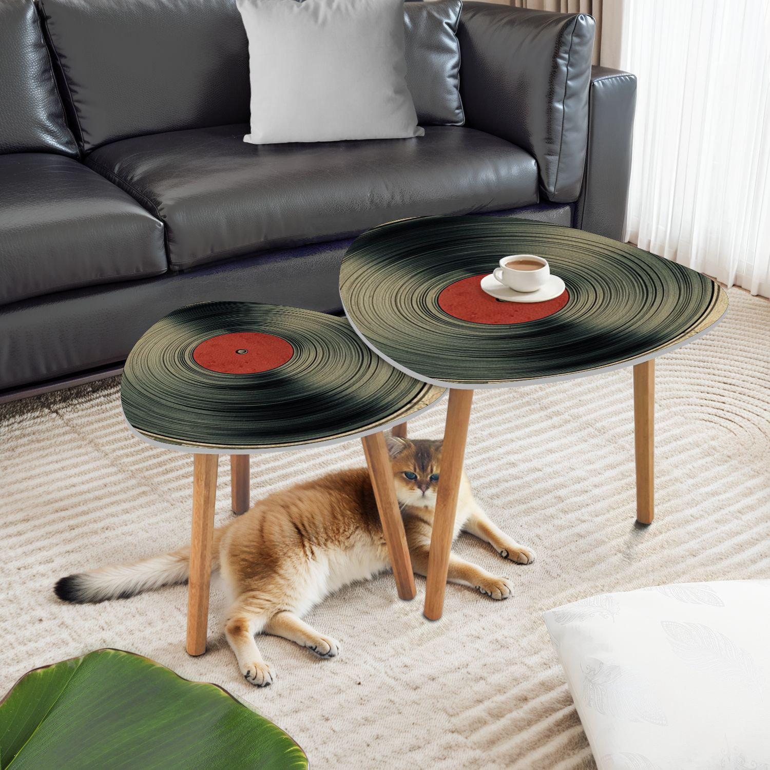 George Oliver Triangle Nesting Coffee Table Set of 2 retro musical ...