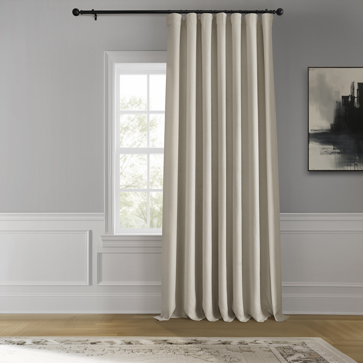 Three Posts™ Ottis Textured Faux Linen Rod Pocket Room Darkening ...