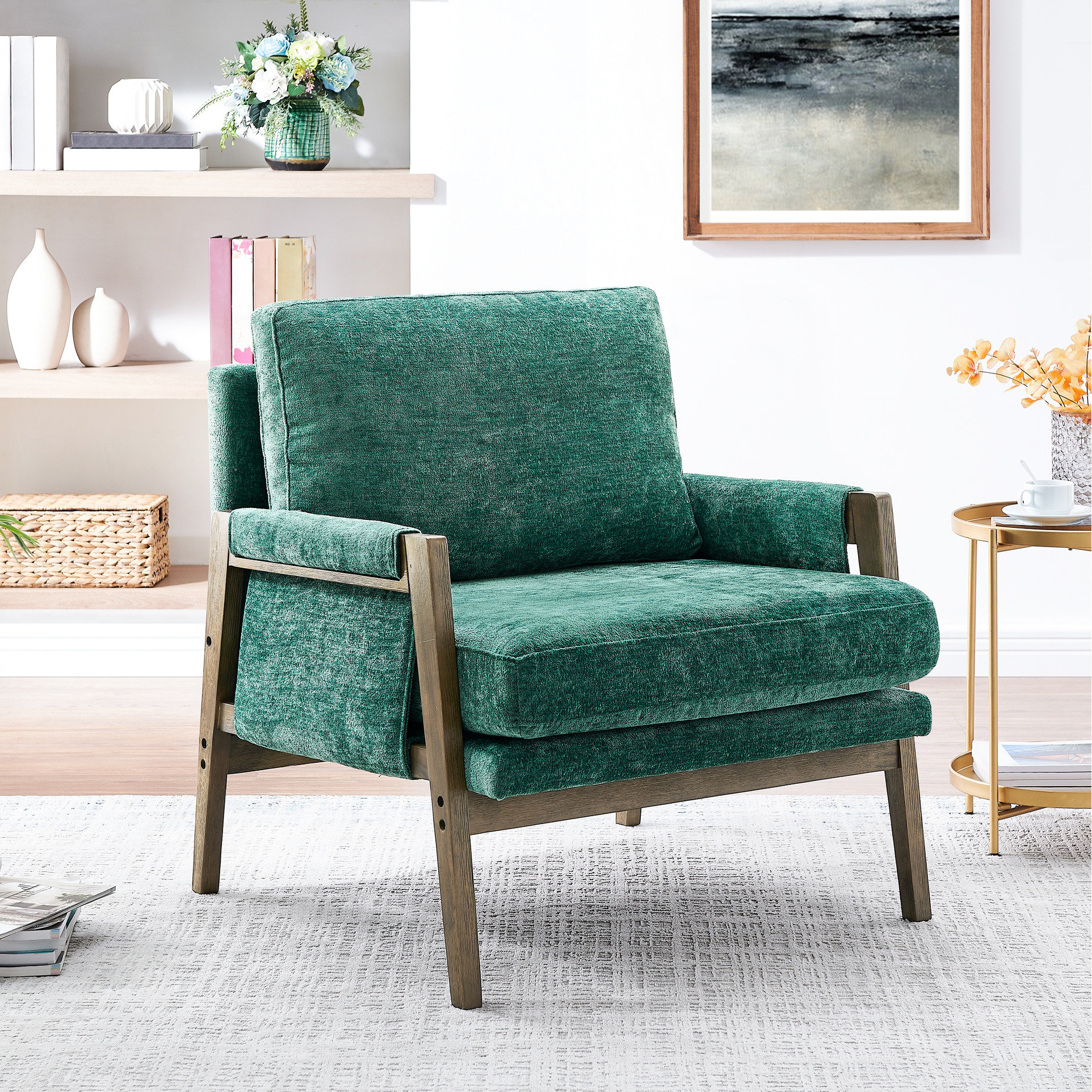 Everly Quinn Armchair In Grey - Mid-century Modern Style For , Study ...