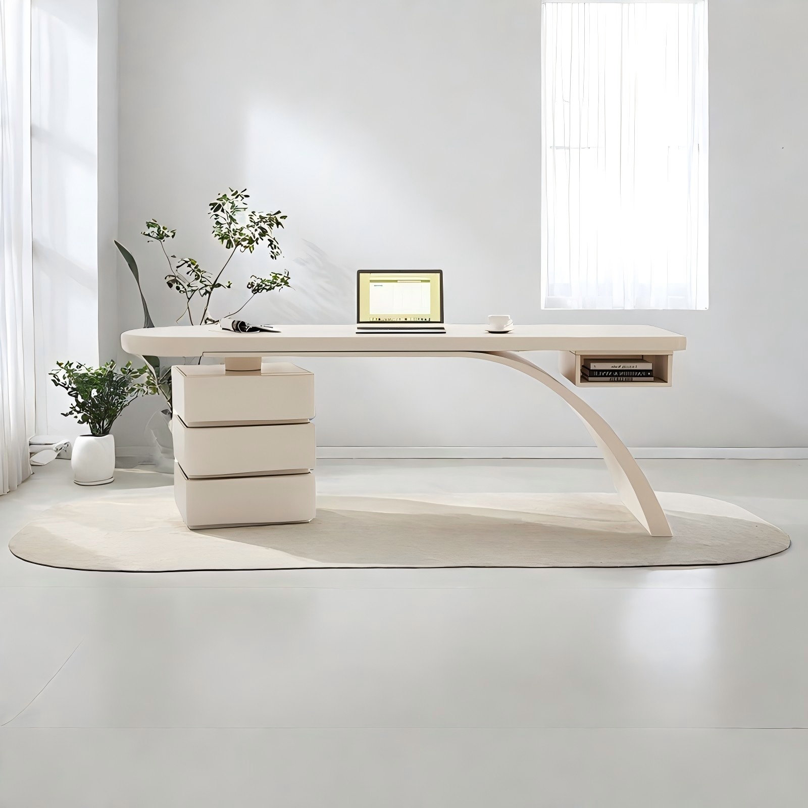 Eclecticed Home Modern Cream-Style Creative Office Desk & Reviews | Wayfair