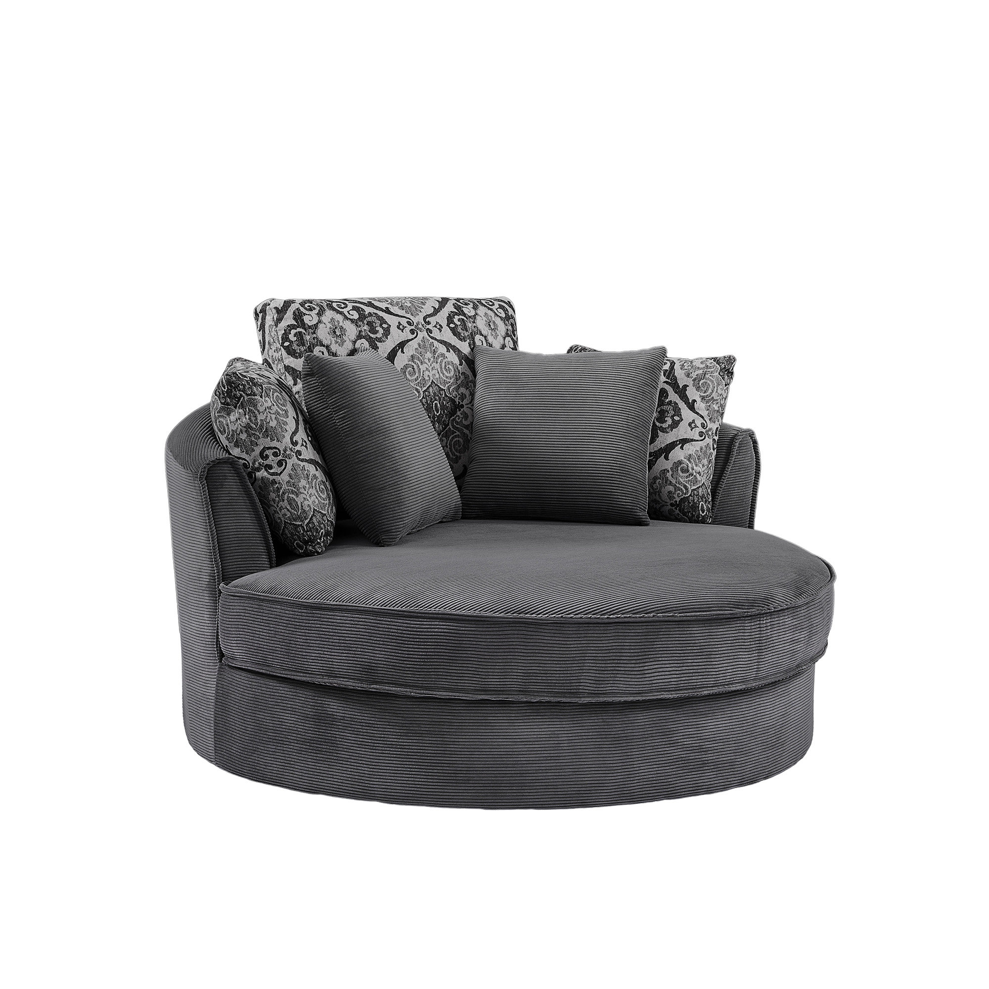 Hokku Designs Swivel Accent Barrel Chair with 5 Movable Pillow 360 ...