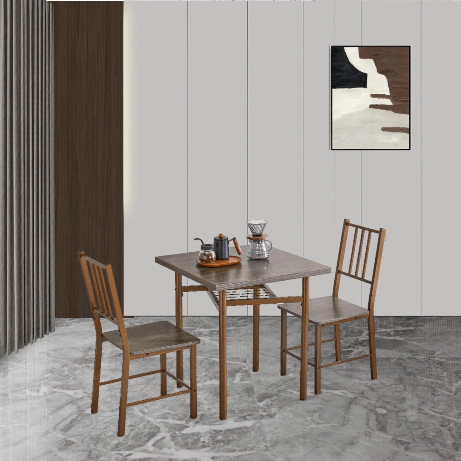 Ebern Designs Antique Brown 2-person Dining Table Set - Wayfair Canada