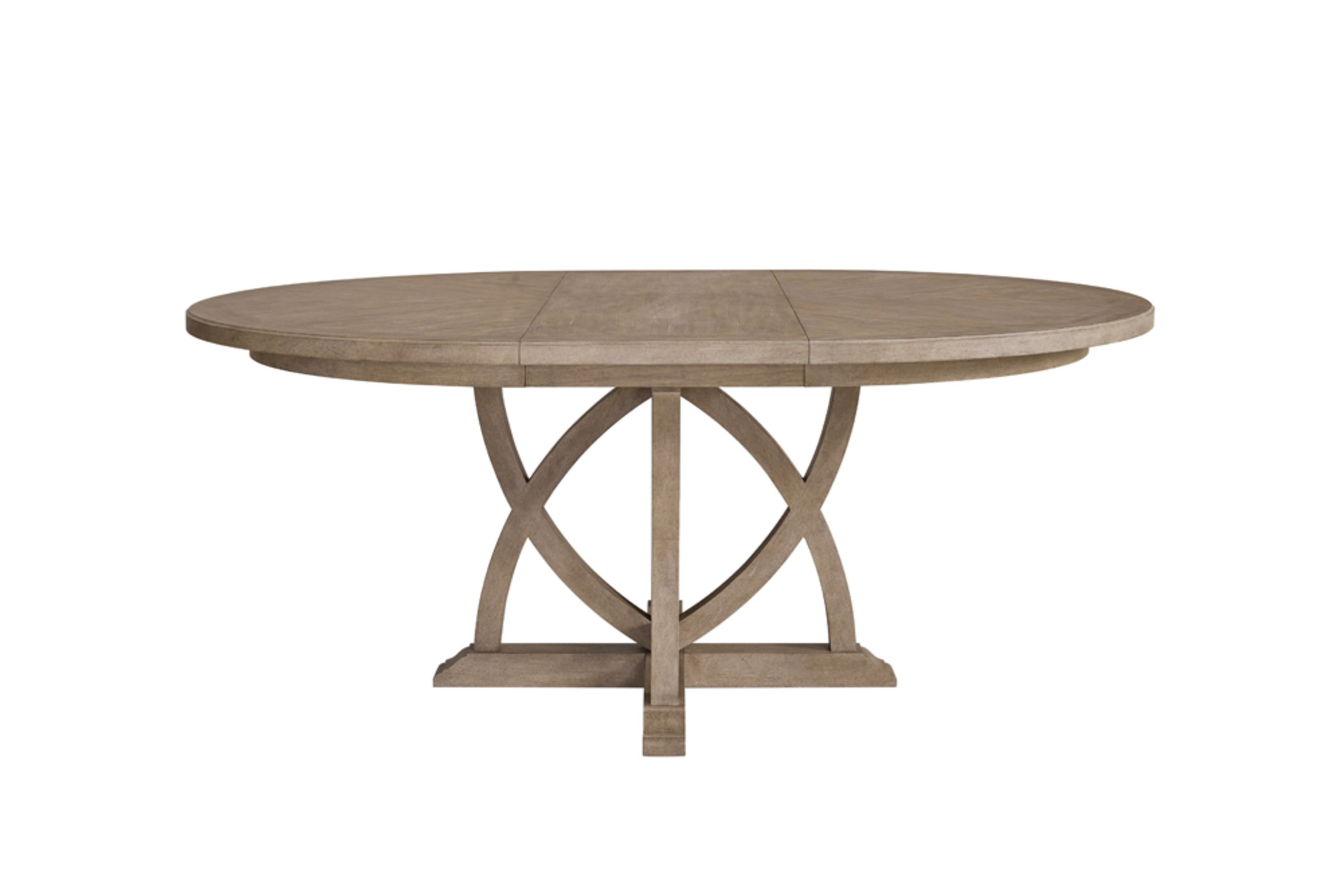 NFusion Karen Round Expandable Dining Table with Leaf & Pedestal Base ...