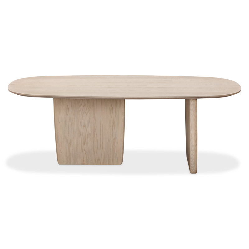 AllModern Kennedy Ash Wood Oval Dining Table In White Sand | AllModern