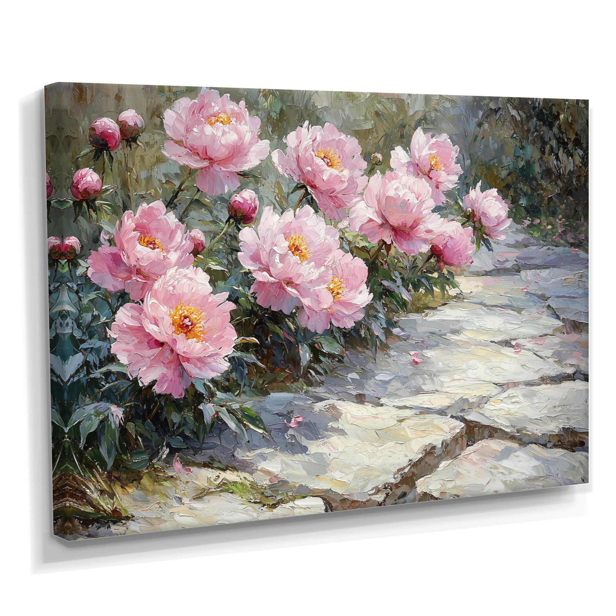 Winston Porter Beaulah Peonies Along The Garden Path II - Peonies Canvas Wall Art | Wayfair