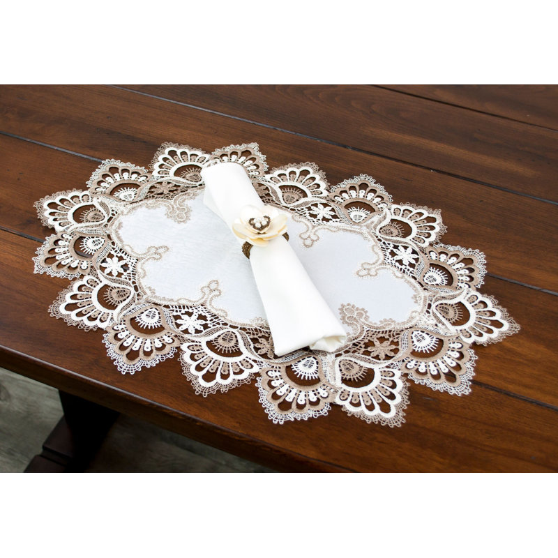 House of Hampton® Elmwood Cocoa Earth Tone and White Jacquard Placemat ...