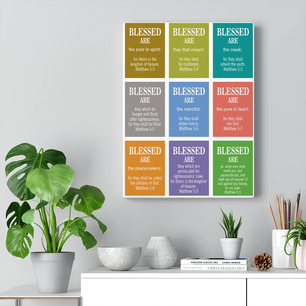 Blue Elephant The Beatitudes Matthew 5:3-11 KJV - Wrapped Canvas ...