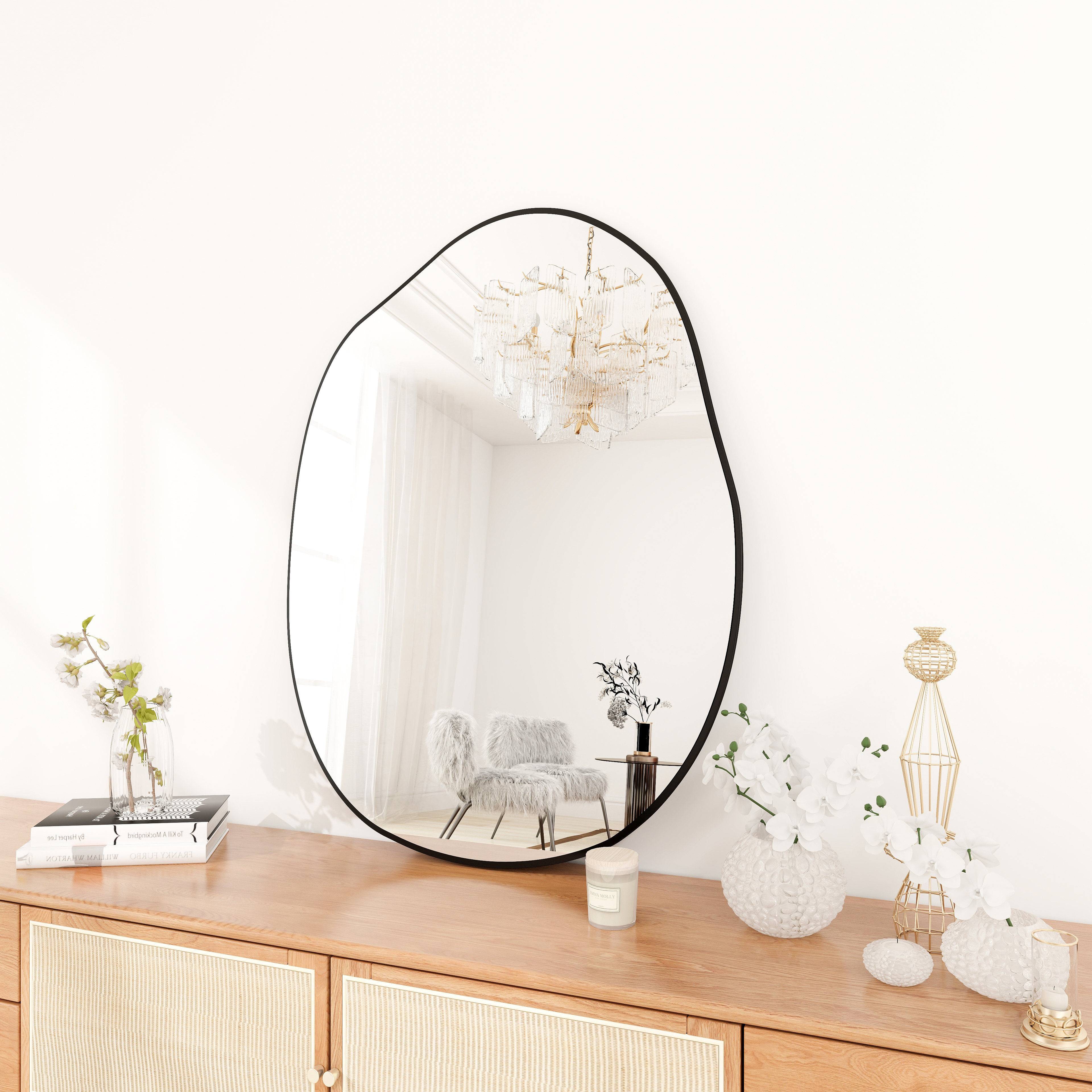 BEAUTYPEAK Asymmetric Mirror, Irregular Wall Mirror, Unique Shape Wall ...