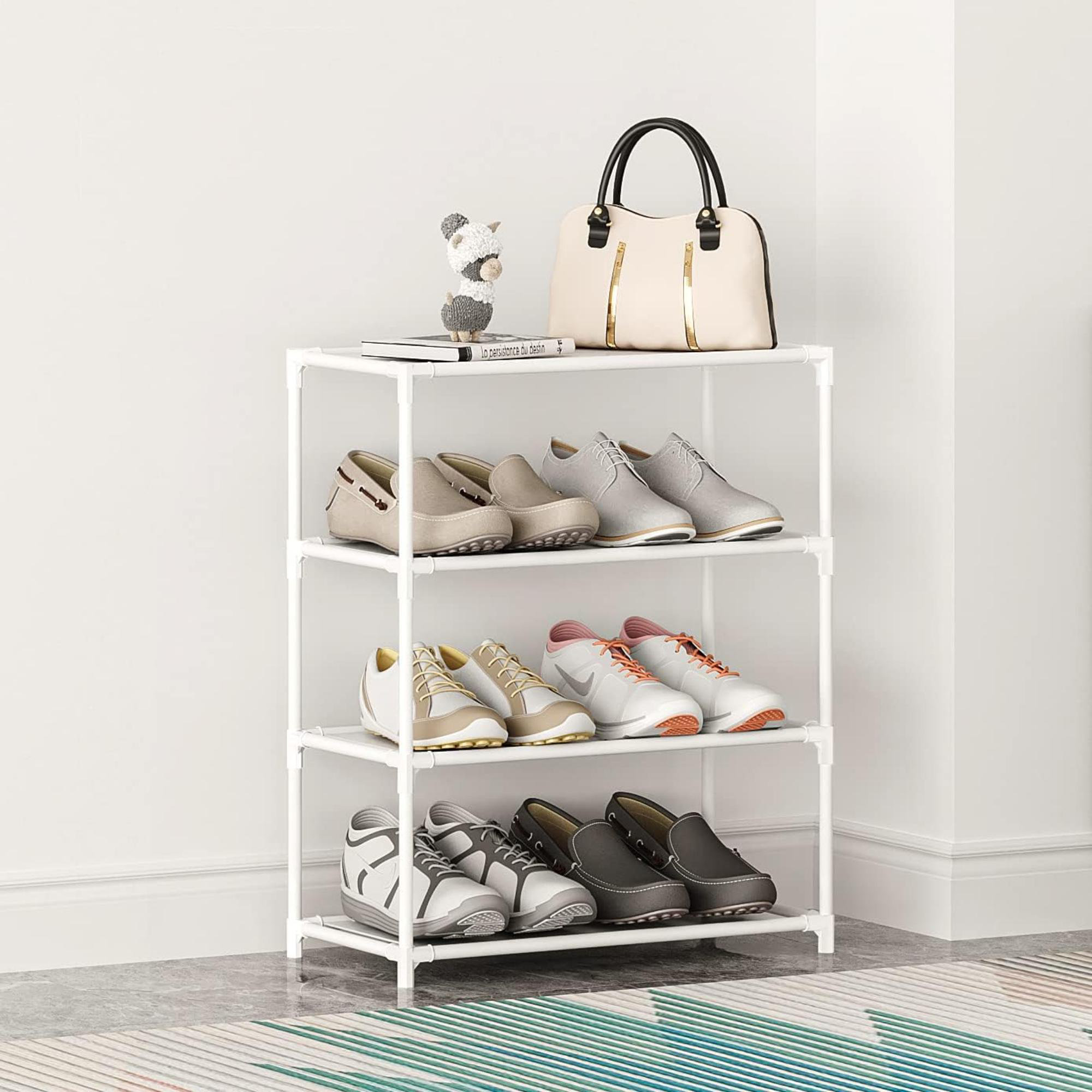 Rebrilliant Small Shoe Rack 6-8 Pairs Sturdy Shoe Shelf 4-Tiers Narrow ...