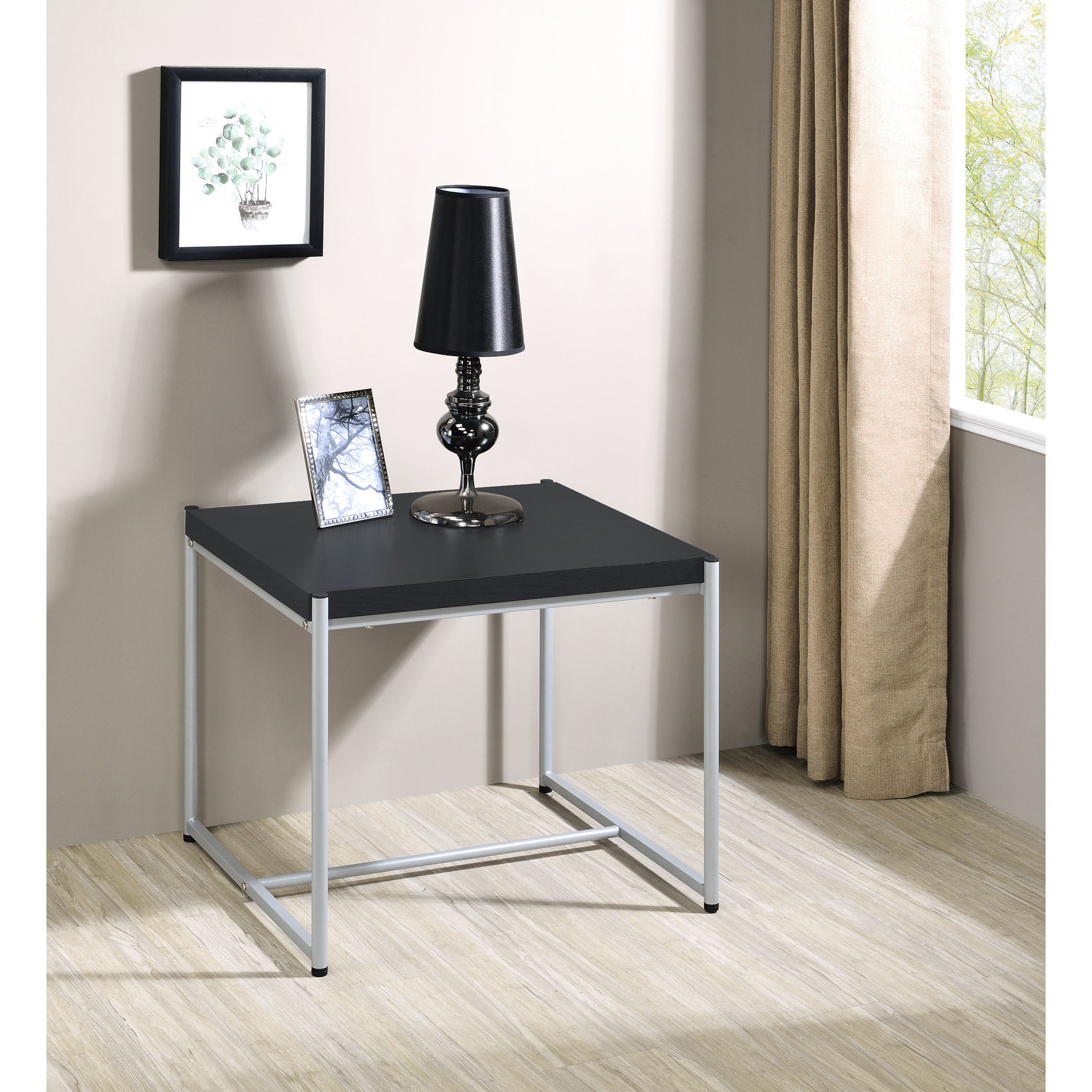 Latitude Run® Black 3 Piece Table - Surfaces And Steel Tubular Legs ...