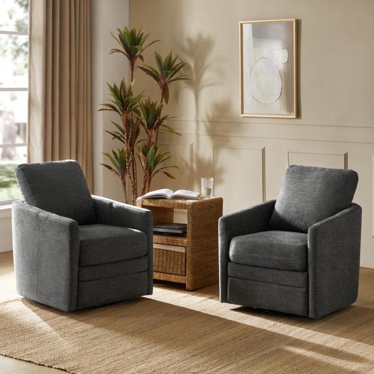Ebern Designs Alfonso Upholstered Swivel Chair With Removable Cushion ...