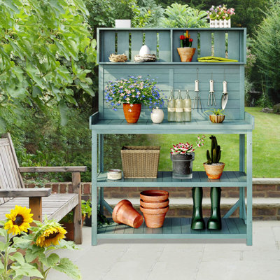 rustic garden work bench