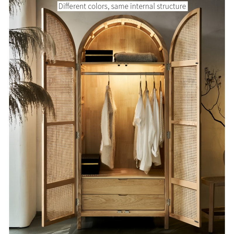 marlao Rattan Simple Woven Wardrobe | Wayfair