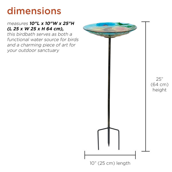 Alpine Glass Stake Bird Bath with Flowers and Bees & Reviews | Wayfair