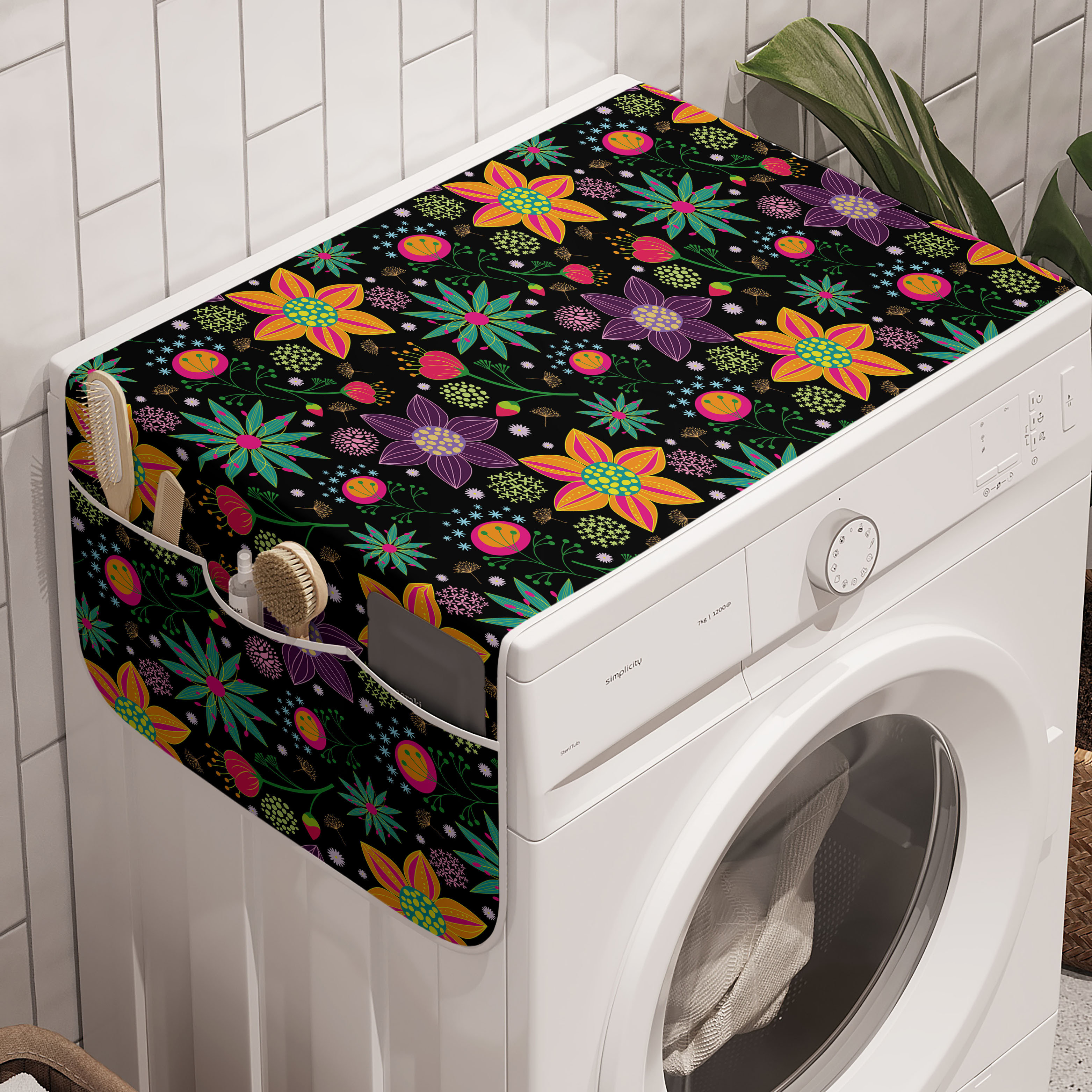 East Urban Home Floral Washing Machine Organizer Pack of 2 47" x 18.5 ...