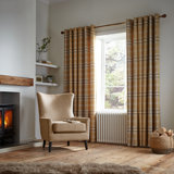 Catherine Lansfield Brushed Heritage Check Eyelet Room Darkening ...