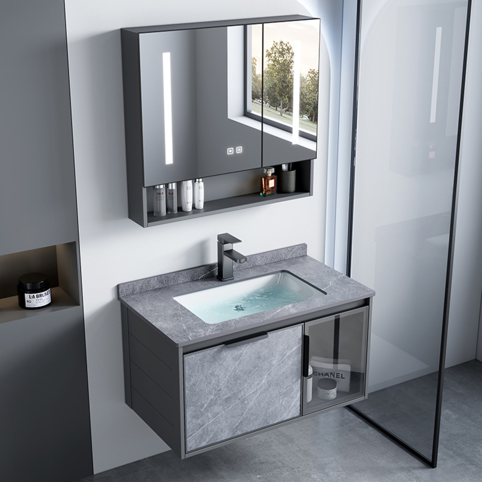 Wade Logan Aluminum Alloy Bathroom Cabinet Combination Bathroom Wash ...