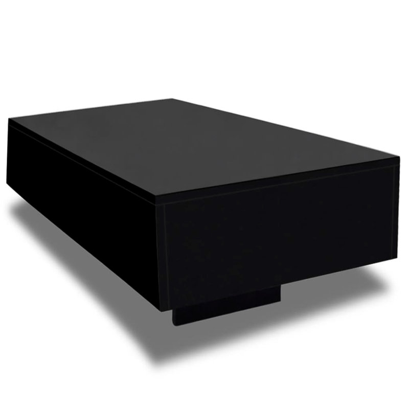 Benjara Coffee Table, Rectangular Platform, 34 Inch Modern High Gloss ...
