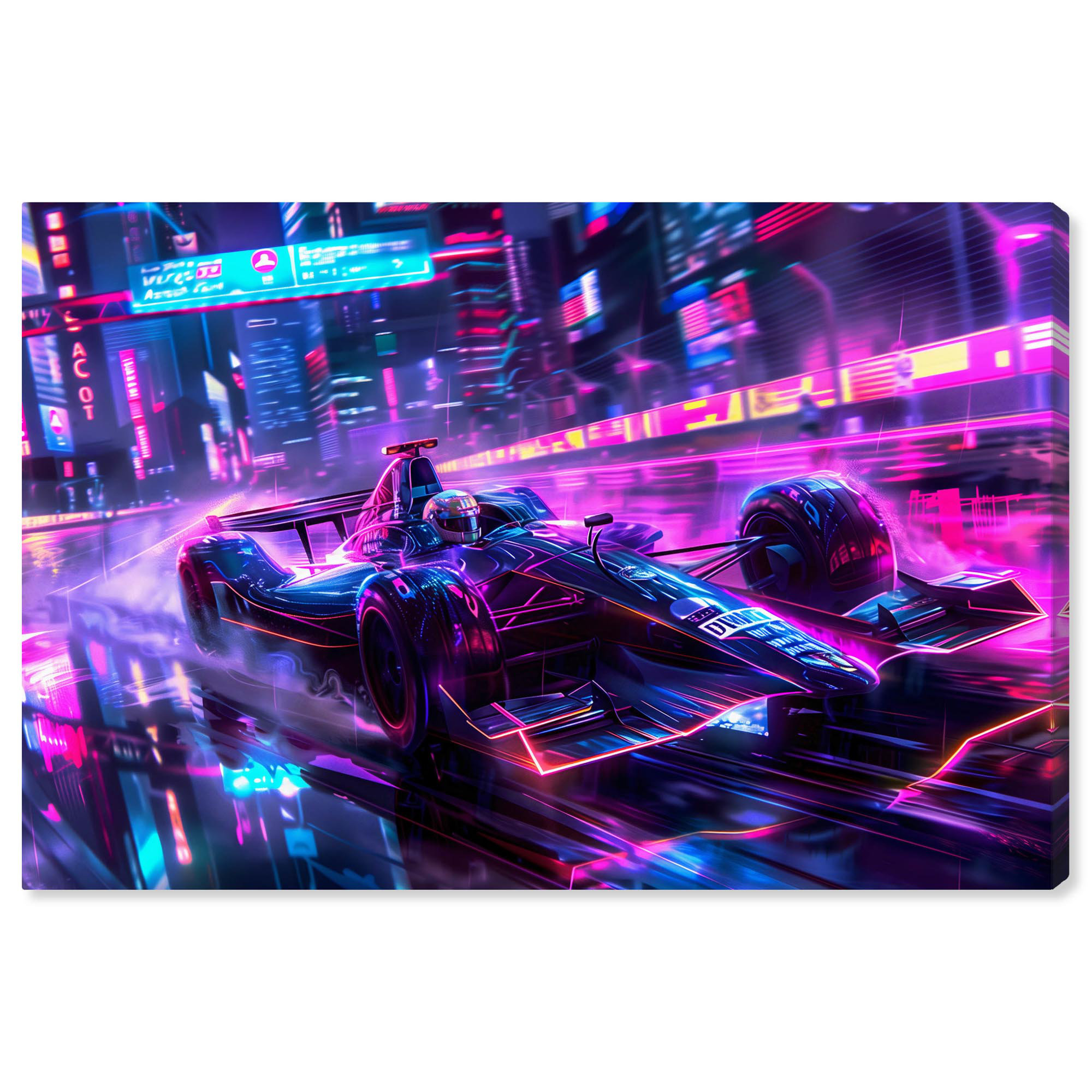 Art Remedy Race Car City Driving Canvas Neon Art Prints by Art Remedy ...