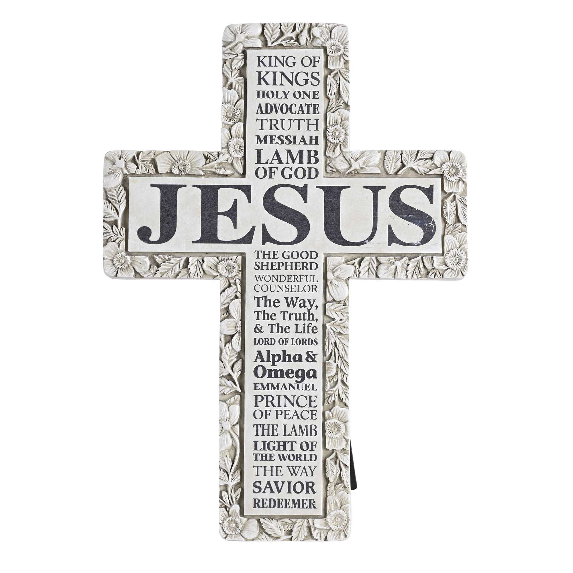 Fleur De Lis Living Tabletop Floral Cross Names Of Jesus | Wayfair
