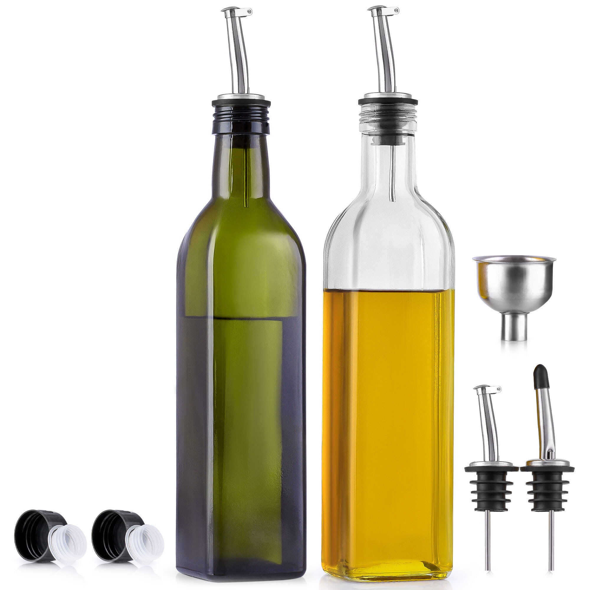 Zulay Kitchen Olive Oil Bottle Dispenser with Pour Spout Funnel and ...