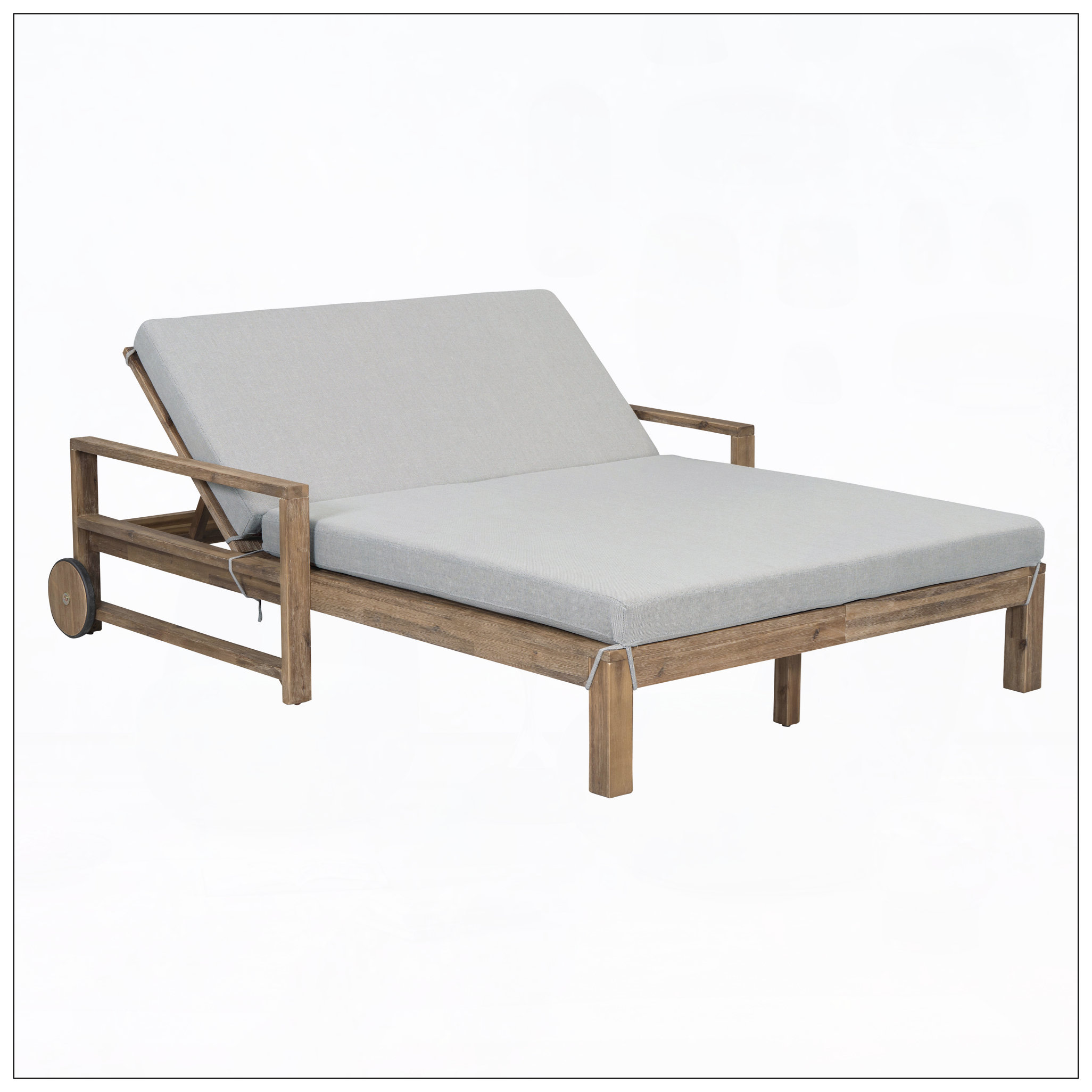 Latitude Run® Wooden Outdoor Sunbed Outdoor Daybed for Poolside, Garden ...