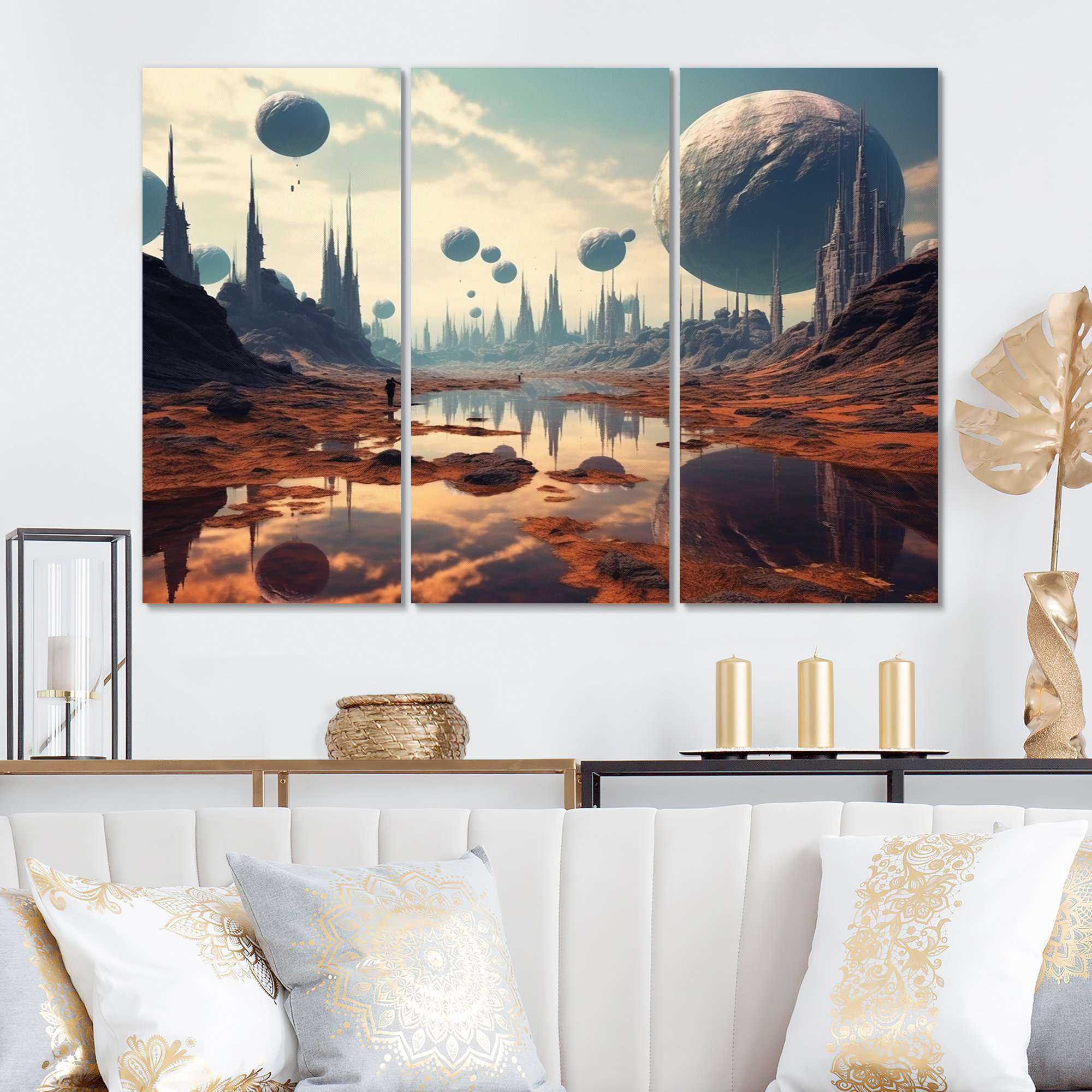 DesignArt Futuristic Visions Surrealistic Moon Landscape I " Futuristic ...