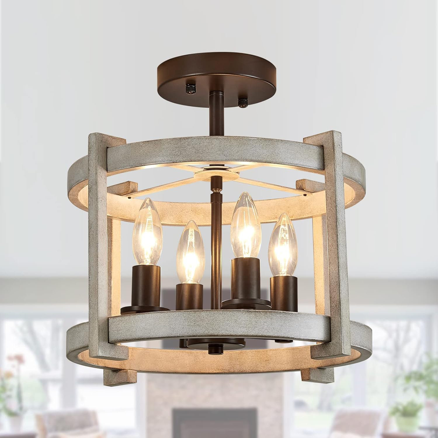 Gracie Oaks 4-Lights Retro Semi Flush Mount Ceiling Light Fixtures ...